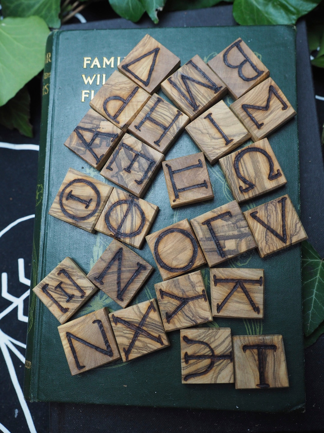24 Stunning Greek Olive Wood Alphabet Tablets Pagan, Witchcraft ...
