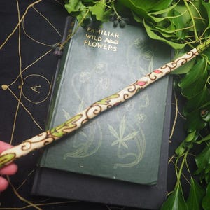English Hawthorn Wood Leaf & Spiral Wand Fey, Heart Healing Pagan ...