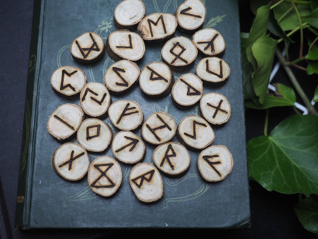 Rare Ash ROOT Wood Elder Futhark Runes - With Bag - Pagan, Witchcraft ...