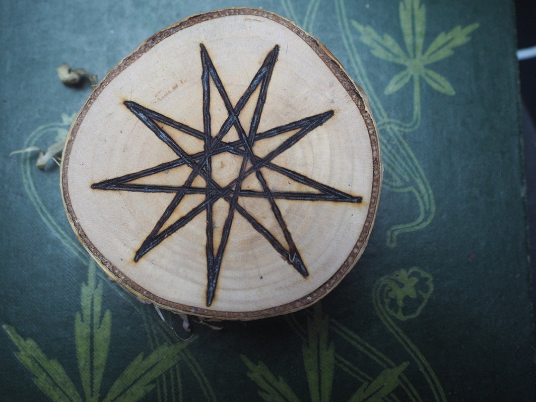 English Silver Birch Wood 9-pointed Star Altar Piece Wicca, Witchcraft ...