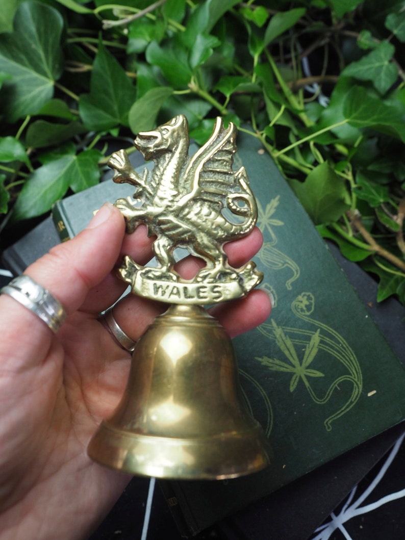 Vintage Brass Welsh Dragon Altar Bell - Space Clearing, Cleansing ...