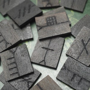 25 Bog Oak Celtic Ogham Tablets With Forfedha for Divination Pagan ...