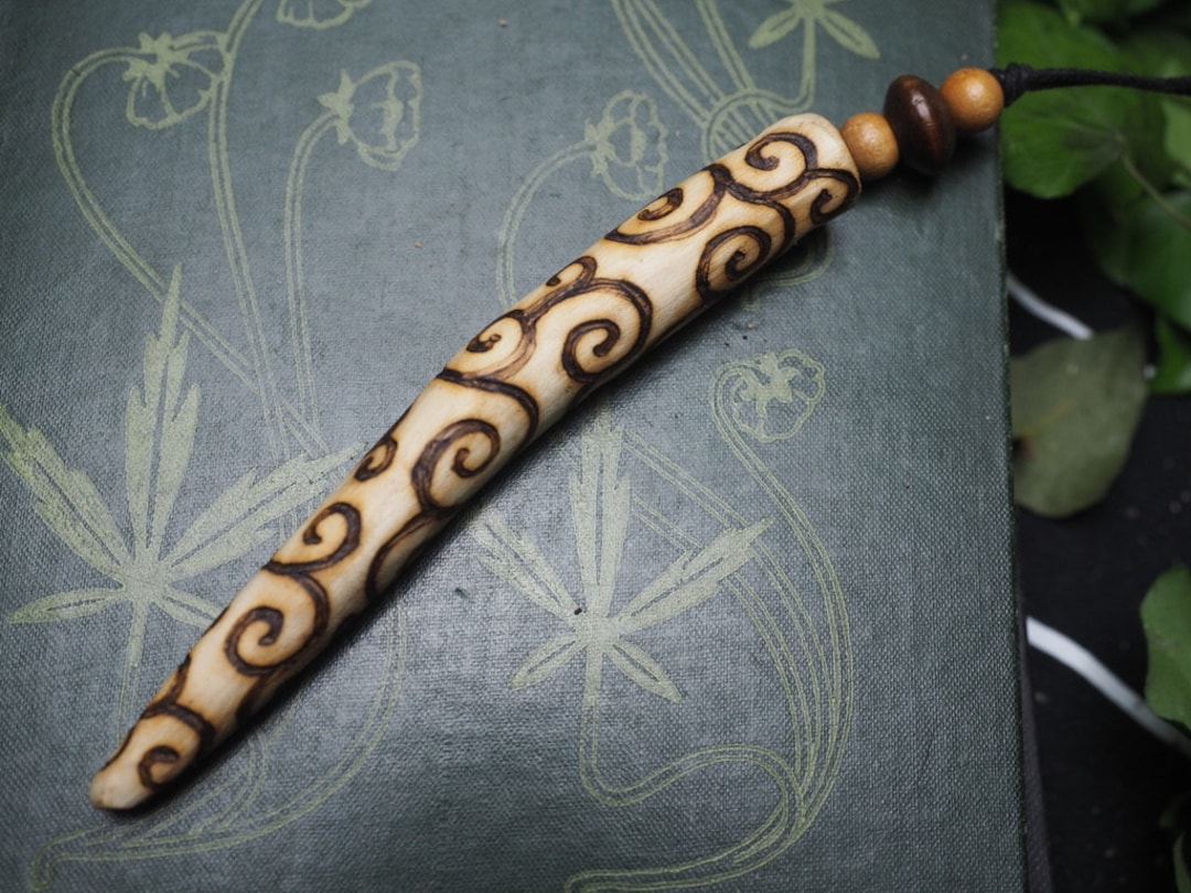 English Walnut Wood Spiral Wand Pendant Protection Breaking Psychic ...