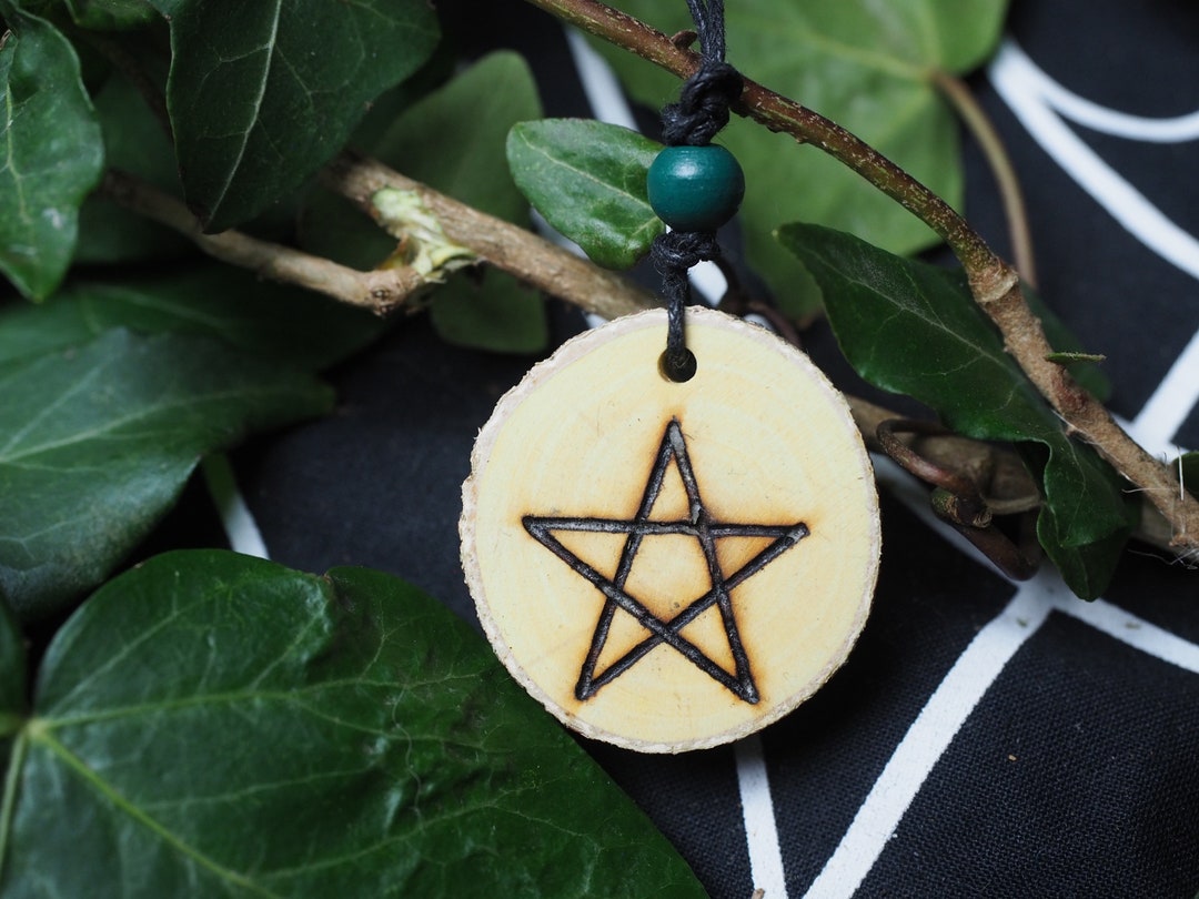 Rare Spindle Wood Pentagram Pendant Spinning Magic for Pagans, Witches ...