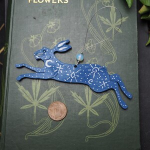 Small Blue Star Hare or Rabbit Hanging Ornament - Window or Altar ...