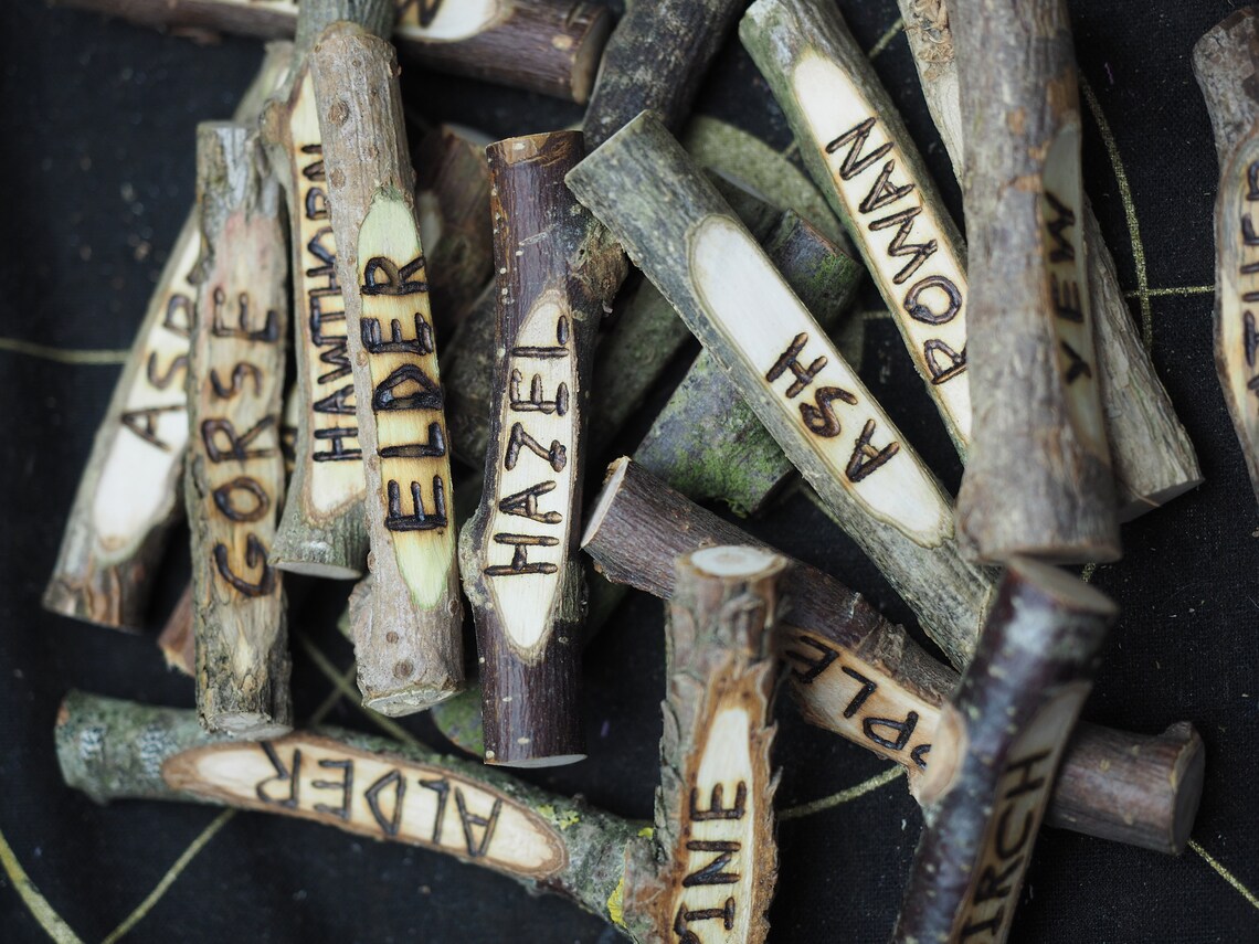 20 Celtic Tree Ogham Staves With Tree Names Made on Corresponding Woods ...