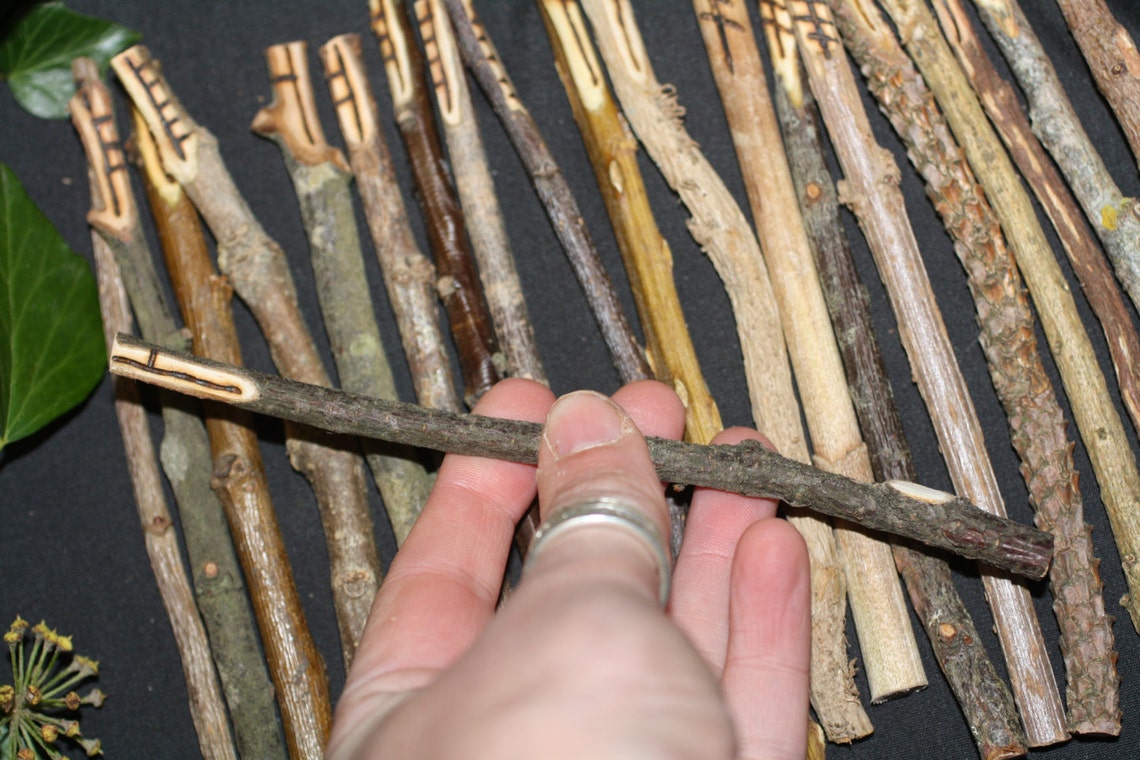 Long Celtic Tree Ogham Staves Made With Corresponding Woods - With Bag ...