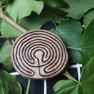 Rowan Wood Seven-walled Labyrinth Amulet, Goddess, Transformation Wicca ...