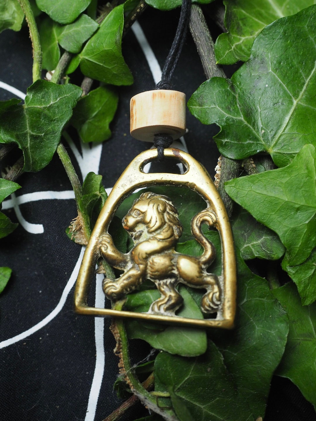 Mini Lion Horse Brass Pendant -vintage - for Courage Folk Magic ...