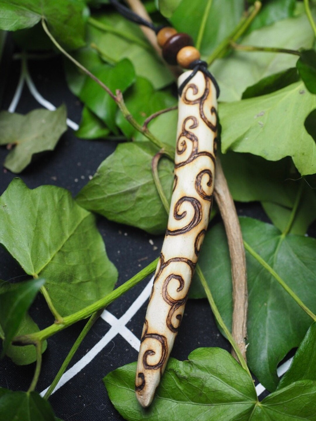 English Walnut Wood Spiral Wand Pendant: for Protection and Breaking ...