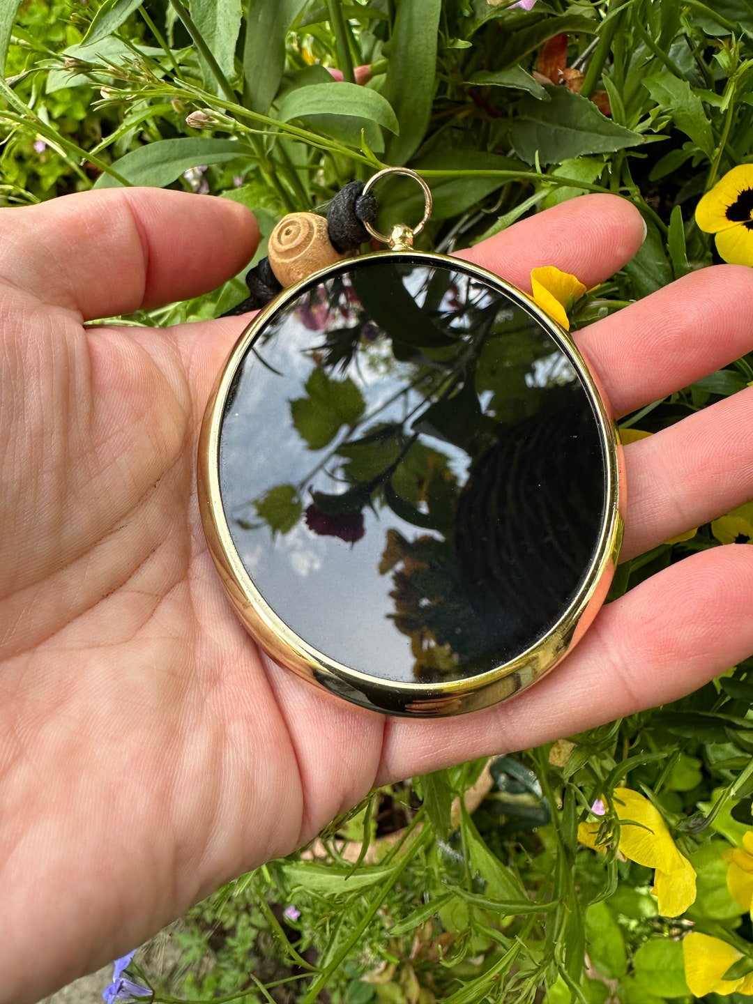 Oval Black Scrying Mirror Pendant for Divination - Upcycled, Vintage ...