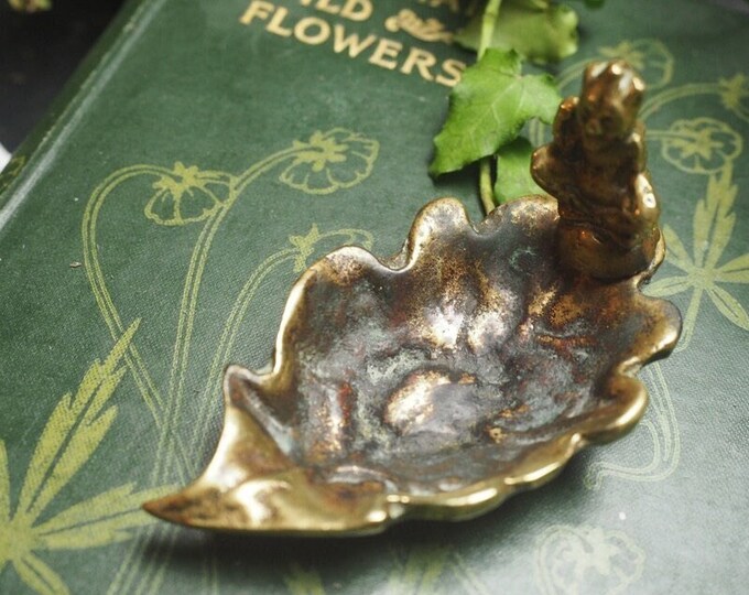 Vintage Brass Oak Leaf & Pixie Offering Dish for an Altar Pagan, Wicca ...