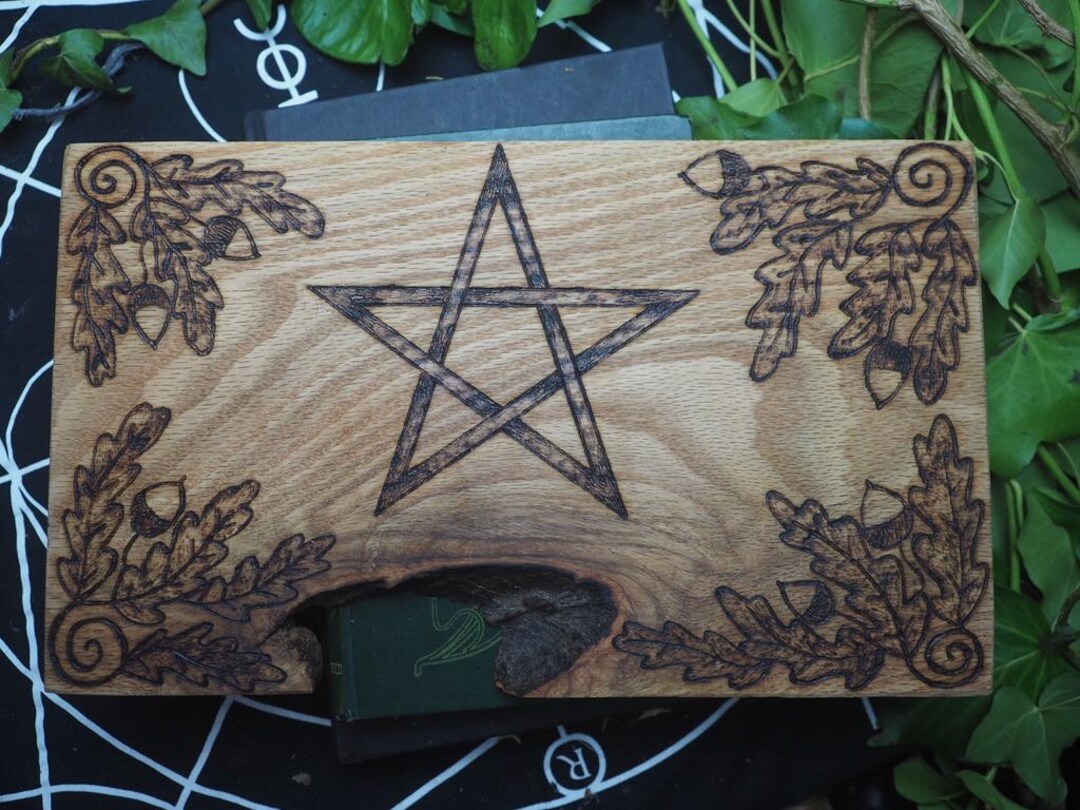 English Oak Wood Pentagram Altar Board; for a Witches Altar - Food Safe ...