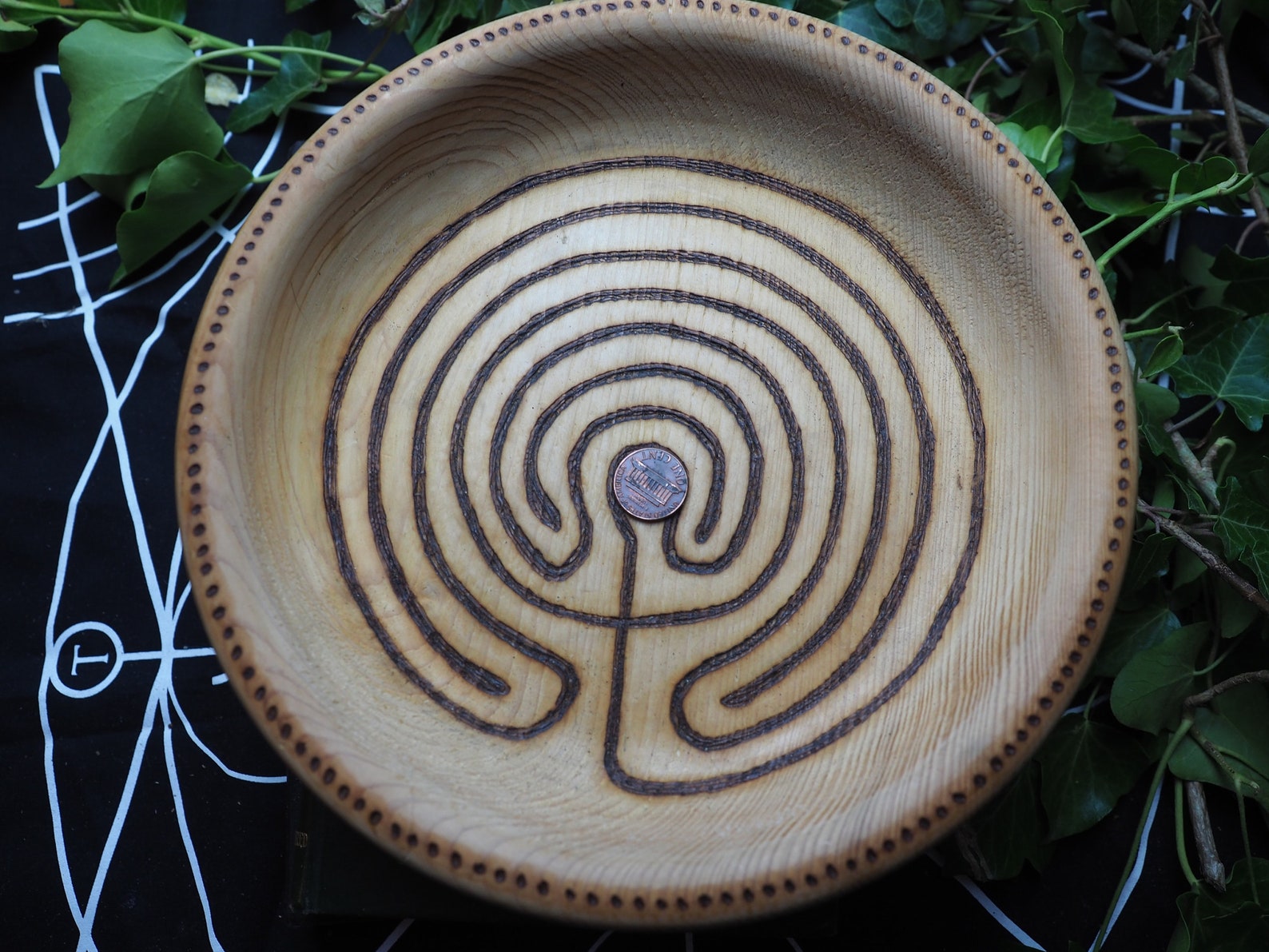 Upcycled Wood Labyrinth Offering Bowl Pagan, Witchcraft, Magic ...
