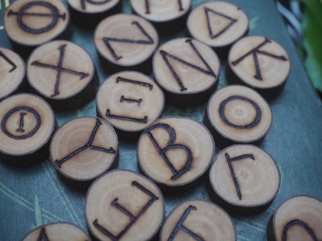 24 Greek Olive Wood Alphabet Tablets - Pagan, Witchcraft, Divination ...