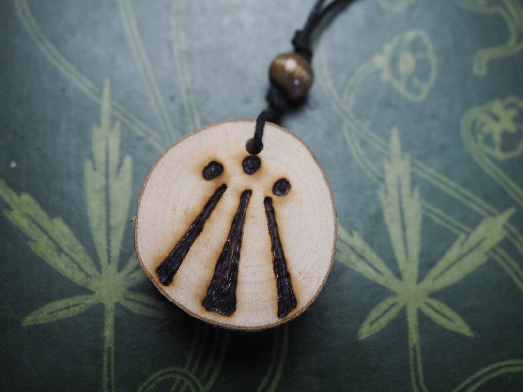 English Hazel Wood Awen Druid Pendant: for Wisdom - With Cord - Ogham ...
