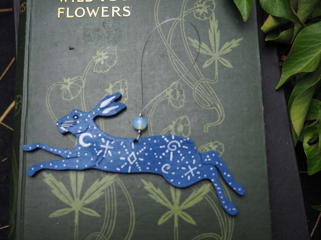 Small Blue Star Hare or Rabbit Hanging Ornament - Window or Altar ...