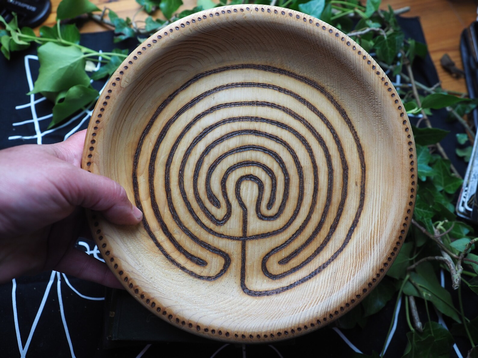 Upcycled Wood Labyrinth Offering Bowl Pagan, Witchcraft, Magic ...