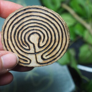Rowan Wood Seven-walled Labyrinth Amulet, Goddess, Transformation Wicca ...