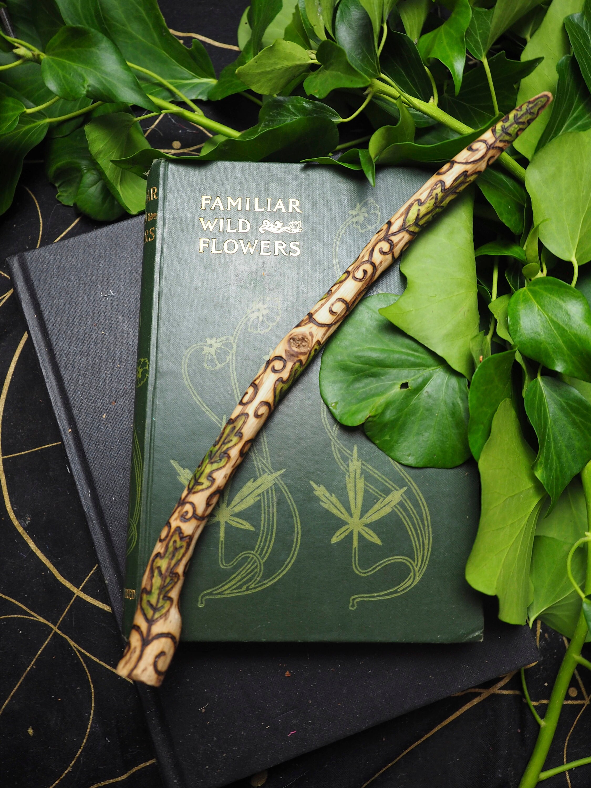 English Oak Wood Leaf & Spiral Wand For Strength and Courage | Etsy