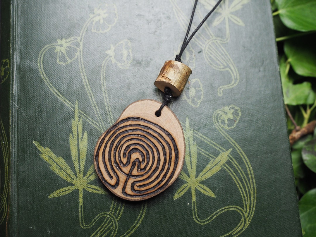 English Hazel Wood Labyrinth Pendant Meditation Protection - Etsy