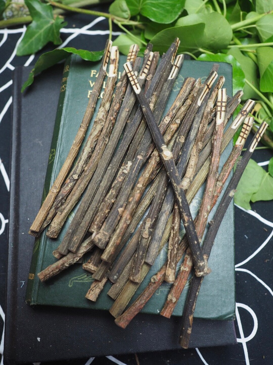 25 Long Cornish Holly Wood Celtic Tree Ogham Staves With Bag ...
