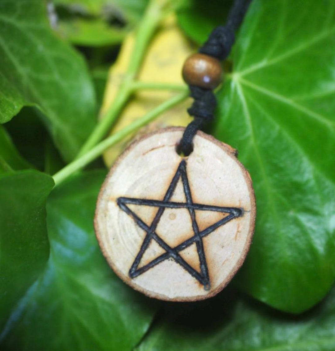 White Willow Wood Pentagram Pendant: for Seership - With Cord, Pentacle ...