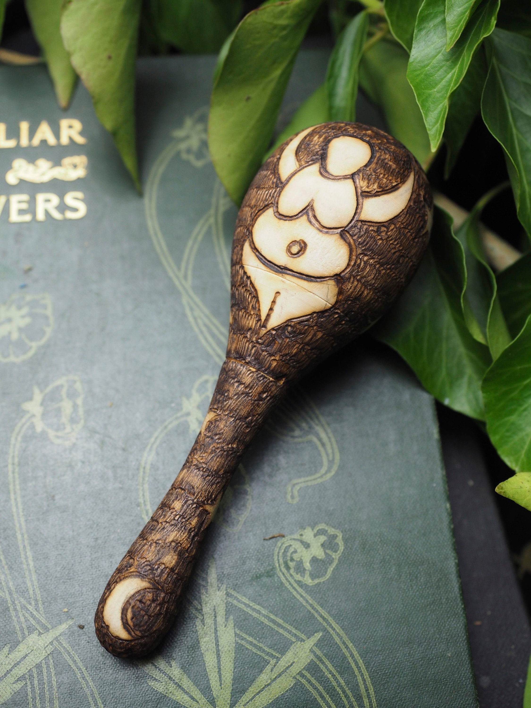 Mini Wooden Earth Mother Goddess Rattle Pagan Wicca | Etsy