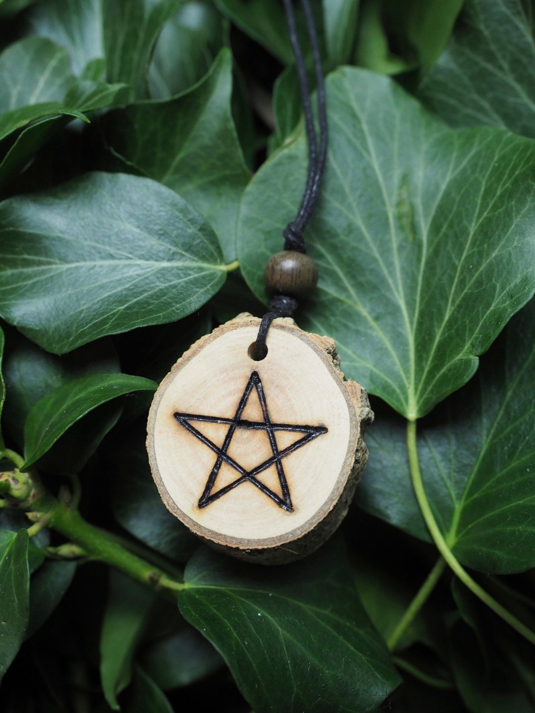 White Jasmine Wood Pentagram Pendant: for the Moon and Love - Pentacle ...