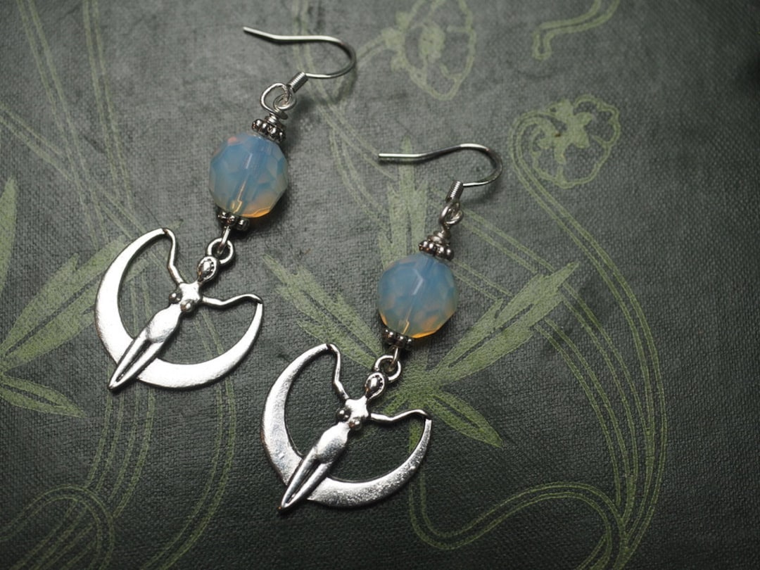 Selene Moon Goddess Earrings With Sterling Silver Earwires - Wicca ...
