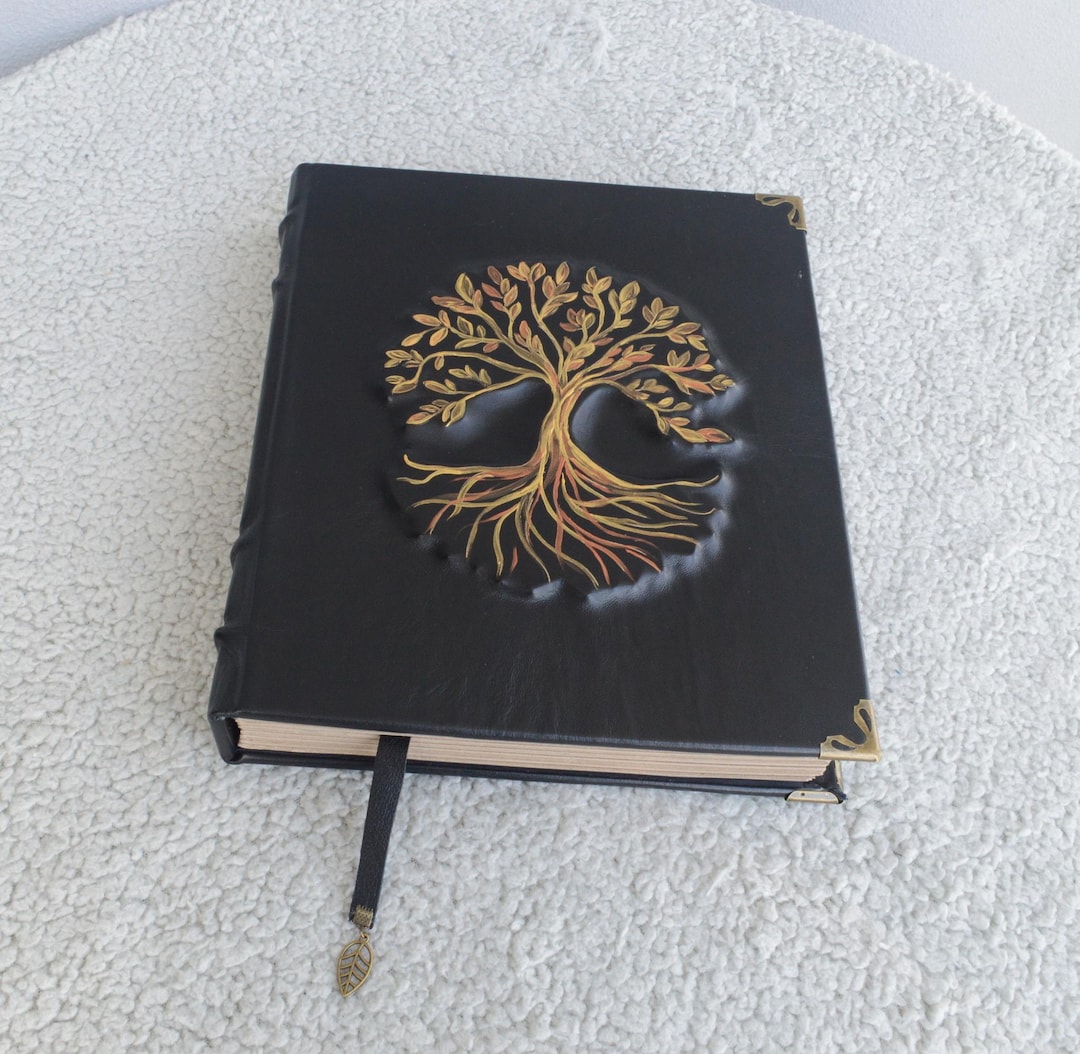 Black Leather Family Tree Journal Handmade Grimoire Custom Family ...
