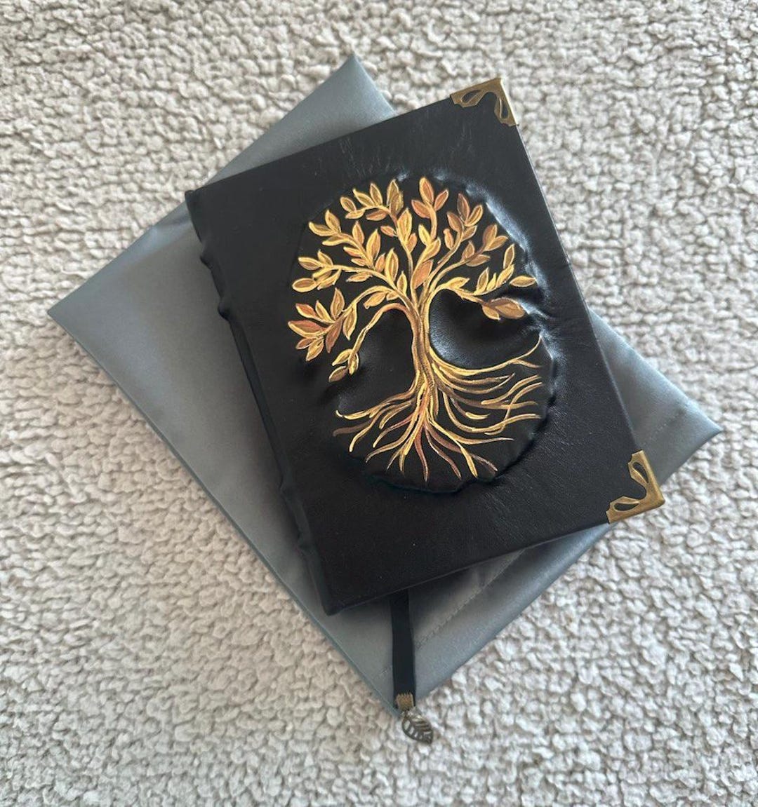 Black Leather Family Tree Magic Book of Spell Tree of Life Family Album ...