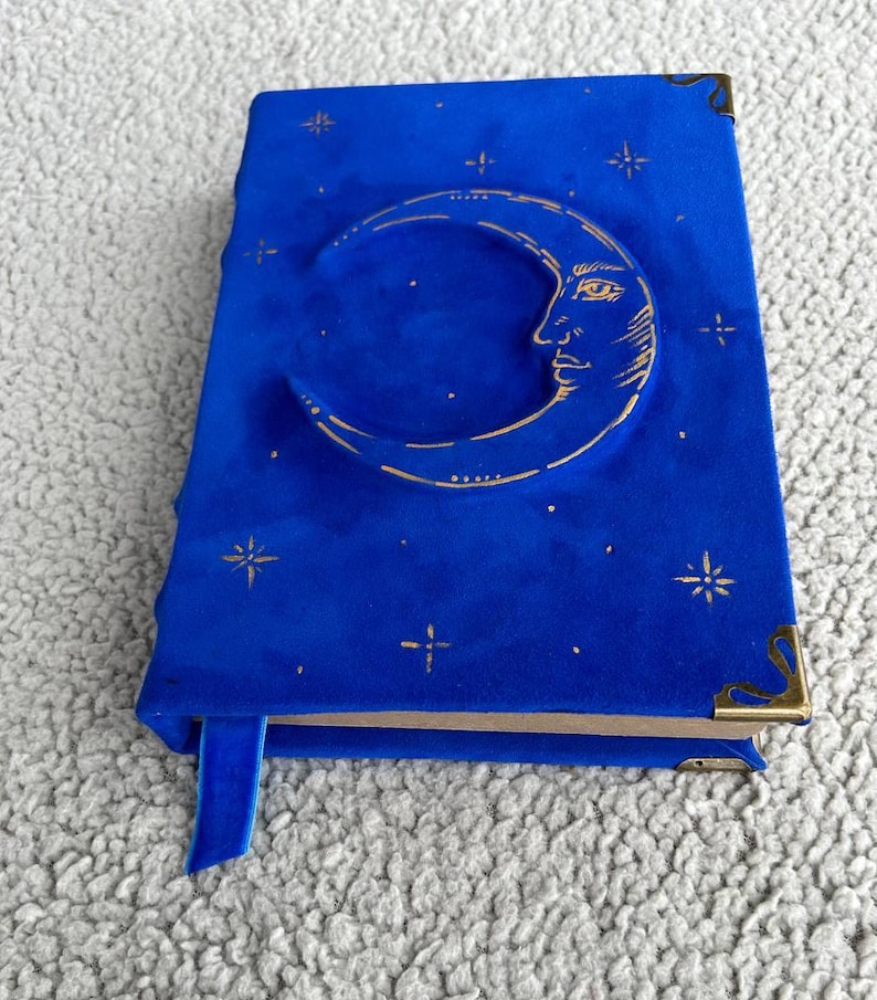 Growing Moon Grimoire | Blue Leather Book of Shadows | Crescent Journal ...