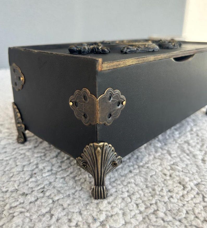Gothic Black Leather Casket Box for Magic Artifacts & Witch Jewelry ...