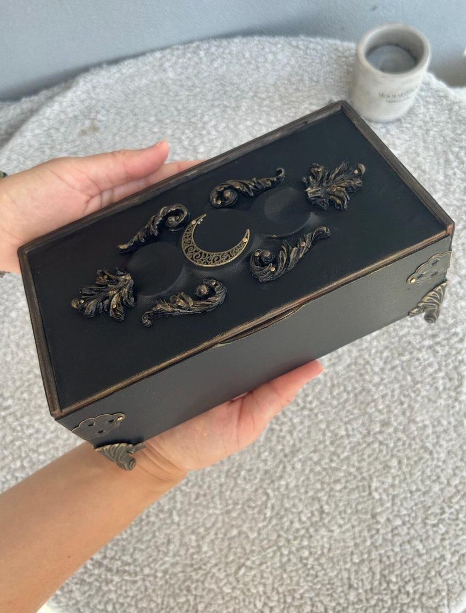 Gothic Black Leather Casket Box for Magic Artifacts & Witch Jewelry ...