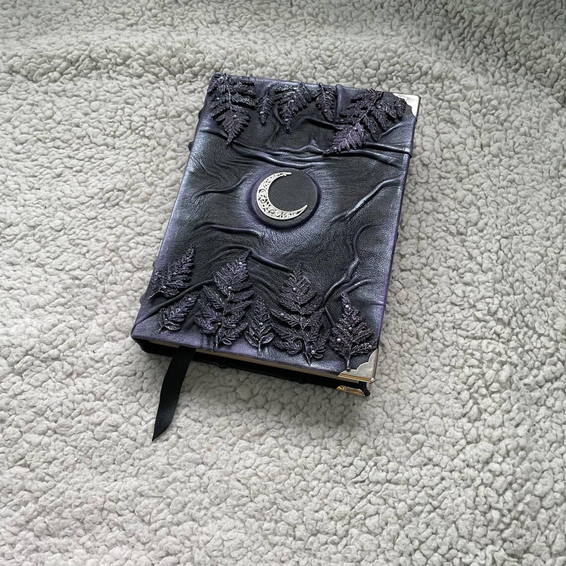 Handmade Leather Book of Shadows: Moonlit Night Grimoire Fantasy ...
