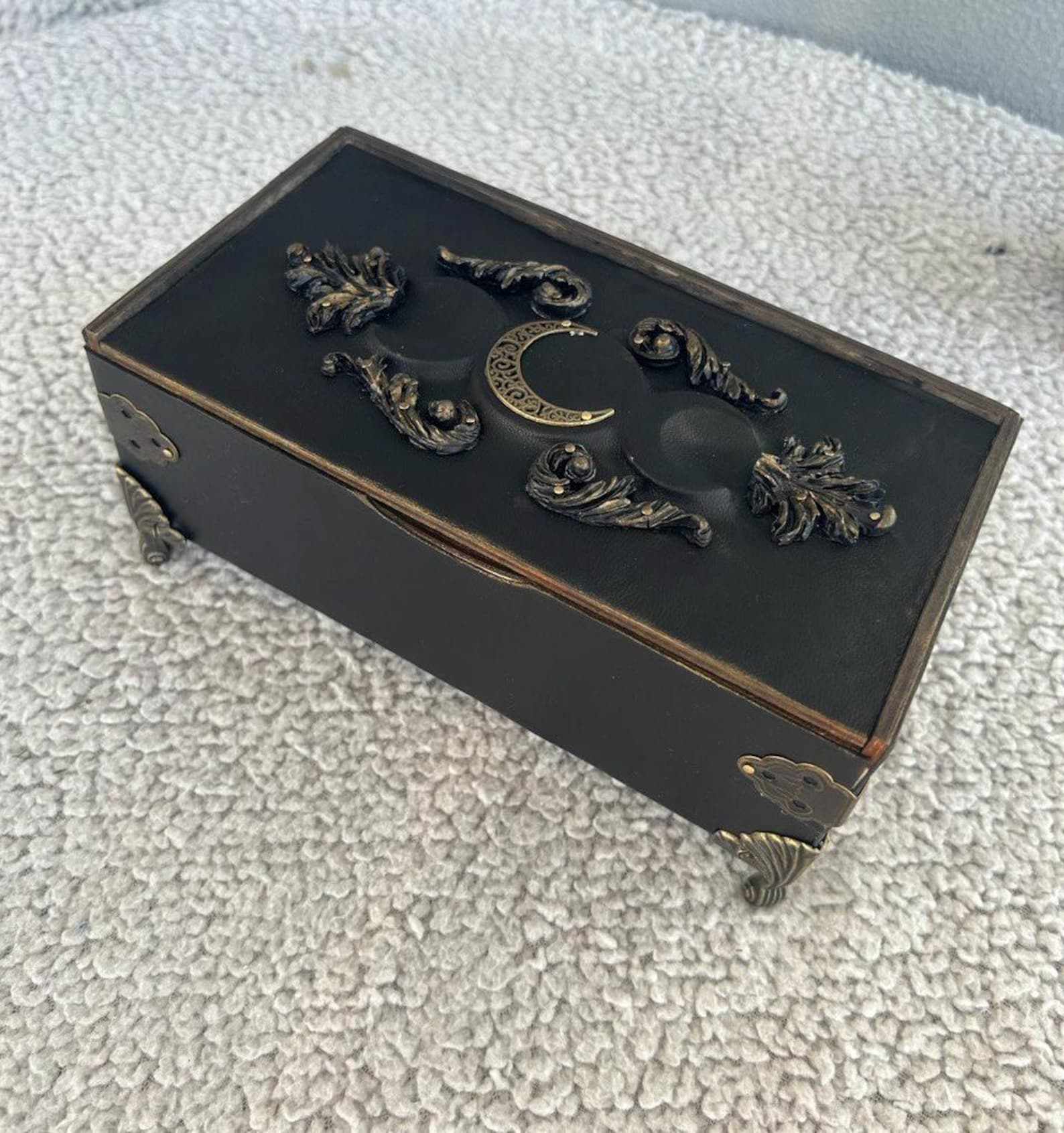Gothic Black Leather Casket Box for Magic Artifacts & Witch Jewelry ...