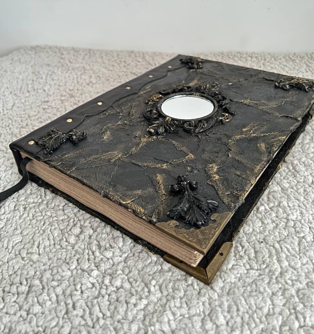 Black Magic Mirror Notebook Handmade Grimoire Larp Leather Book Best Gifts Book of Shadows Tarot ...