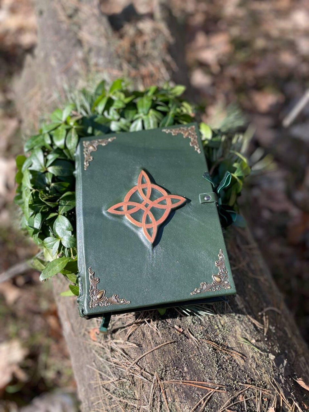 Dark Green Leather Book With Witch's Knot - Atmospheric Witchcraft ...