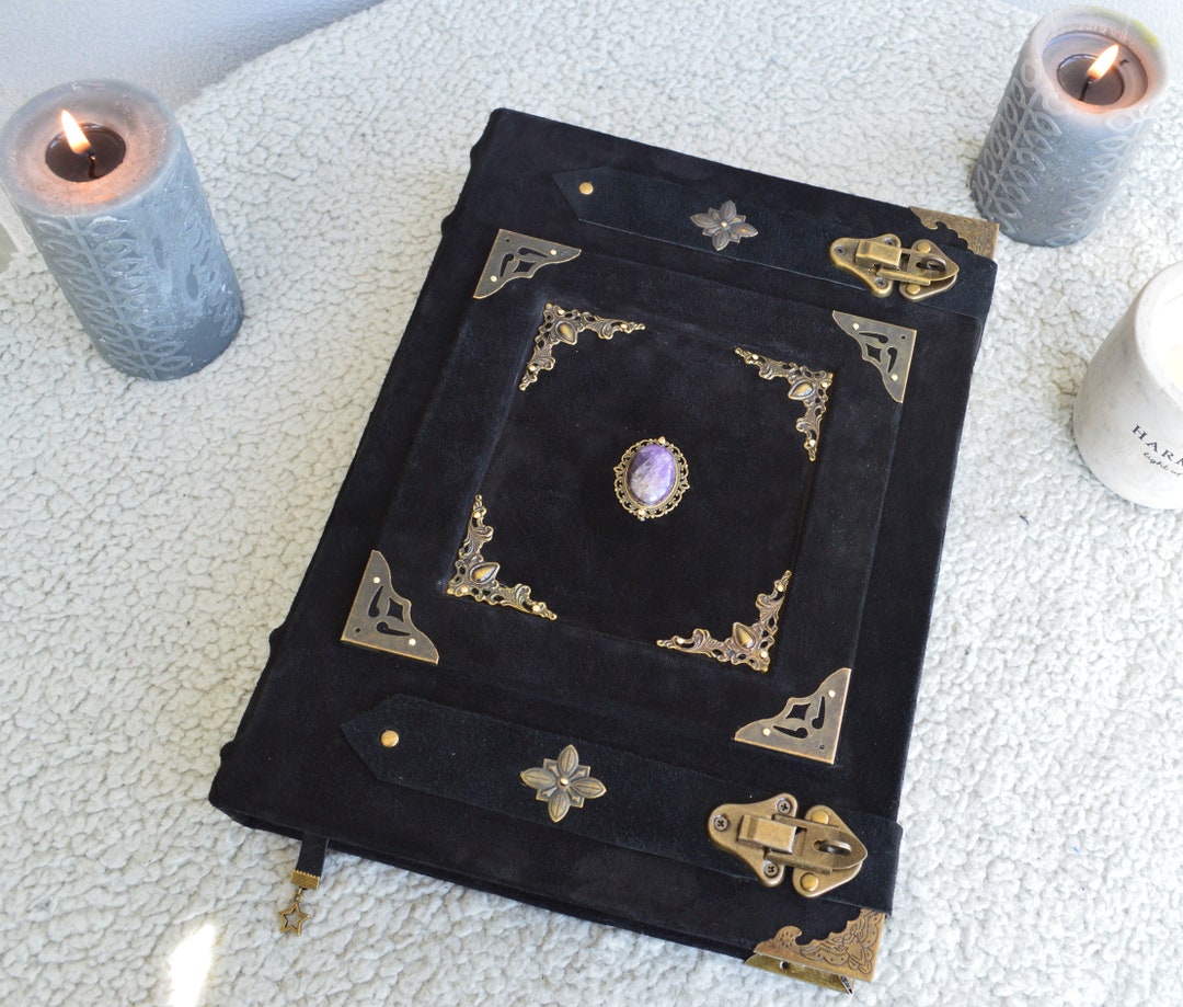 Handmade Suede Leather Grimoire: Amethyst Book of Shadows, A4 - Etsy