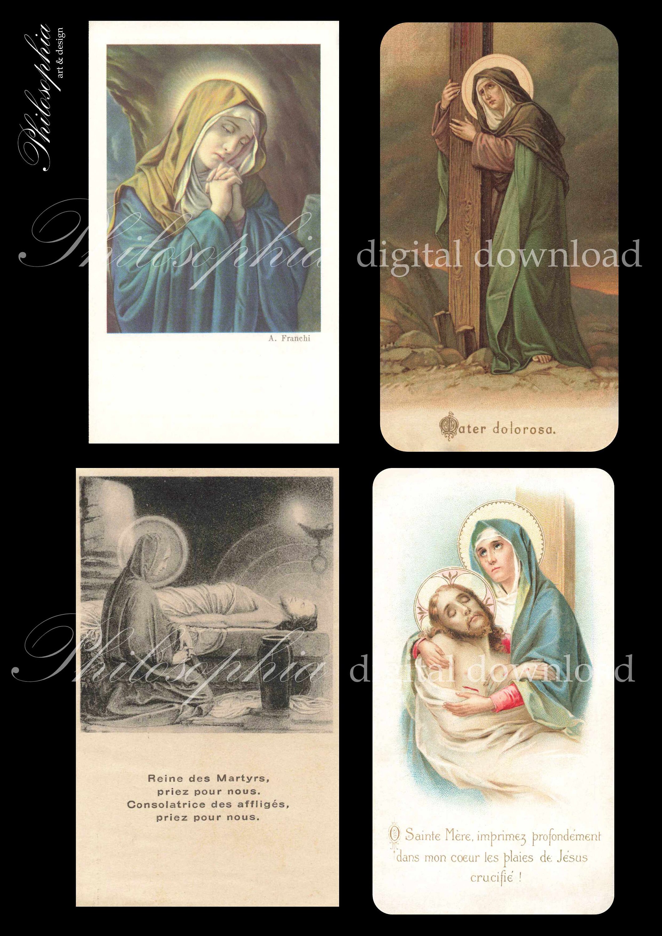 Antique Prayer Cards Crucifixion Collection of 32 Holy Images Digital ...