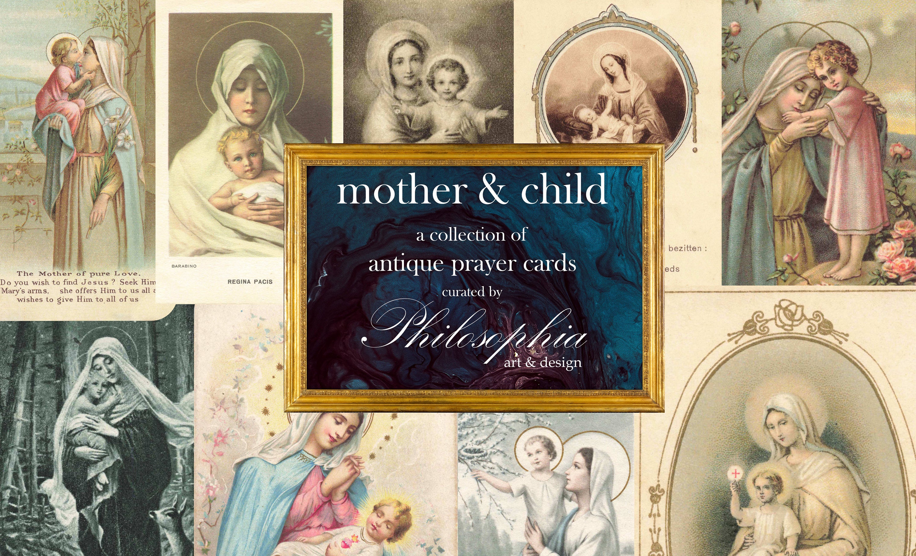Virgin Mary Baby Jesus Antique Prayer Cards - French German Dutch Latin ...