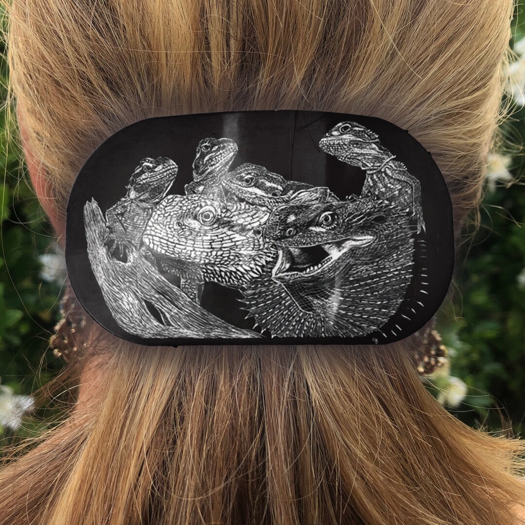 Bearded Dragons Reptile Art Animal Hair Barrette Metal Lightweight ...