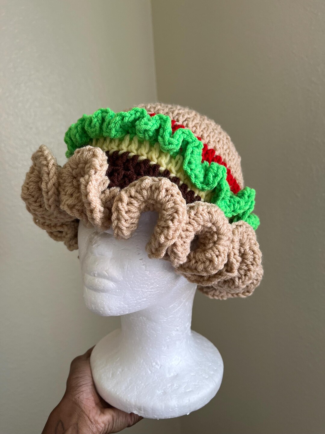 Handmade Crochet Ruffle Burger Hat - Etsy