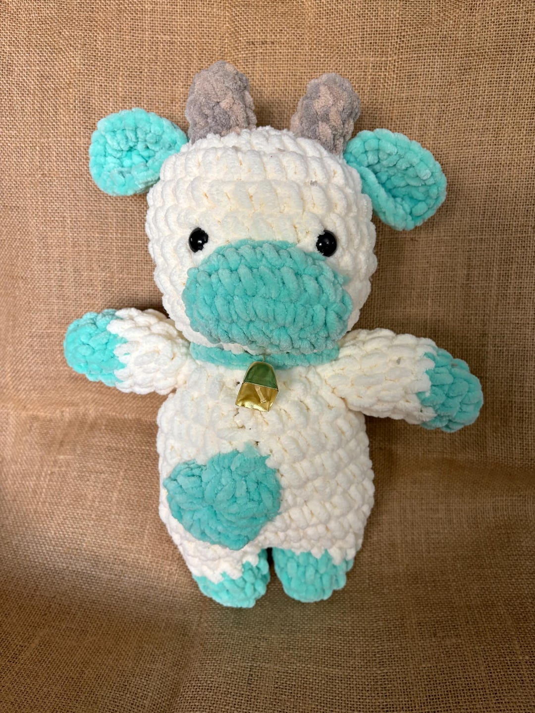 Crochet Baby Cow Plushie, Stuffed Animal, Mint-tea Milk Cow - Etsy
