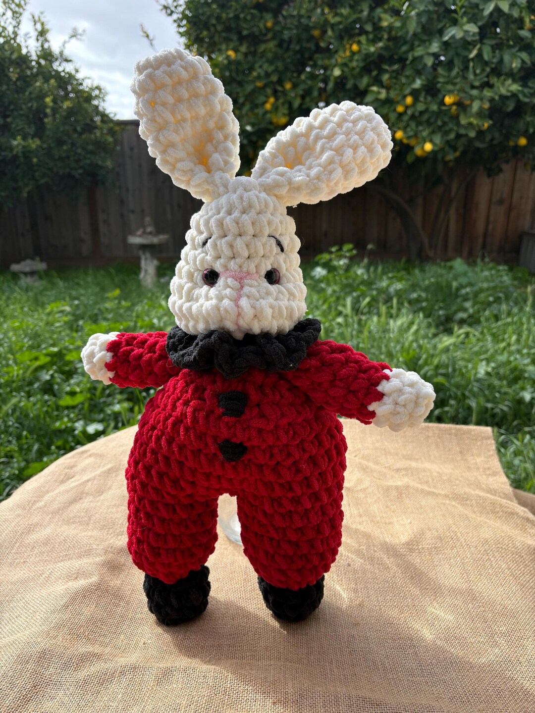 Crochet Bunny Rabbit Plushie, Stuffed Animal, Red/black Lady Bug Bunny ...