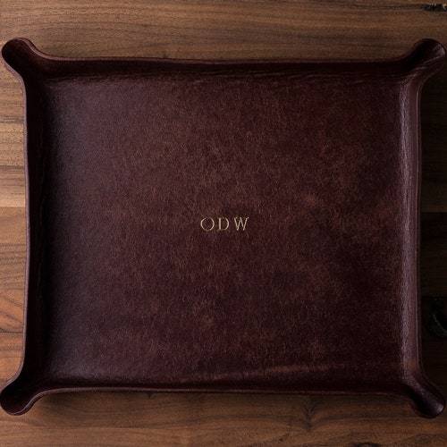 Monogrammed Valet Tray for Men Personalized Leather Catchall - Etsy
