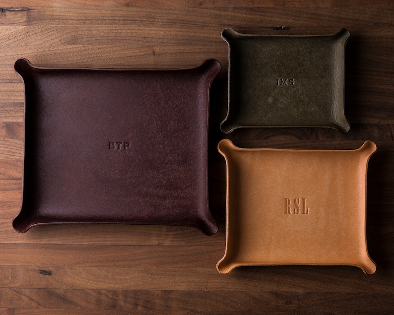 Monogrammed Leather Catchall groomsmen Gift Personalized - Etsy