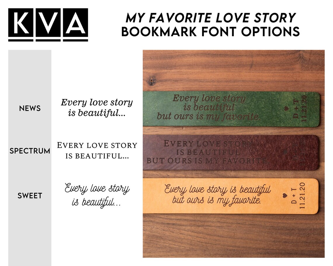 My Favorite Love Story Leather Bookmark (custom Leather Bookmark ...