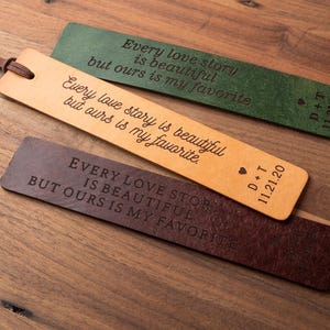My Favorite Love Story Leather Bookmark (custom Leather Bookmark ...
